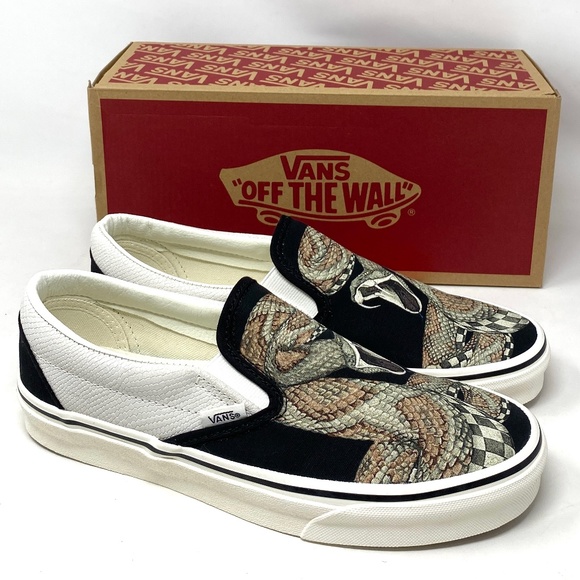 Vans | Shoes | Vans Classic Slip On Black Snake Womens Suede Canvas ...